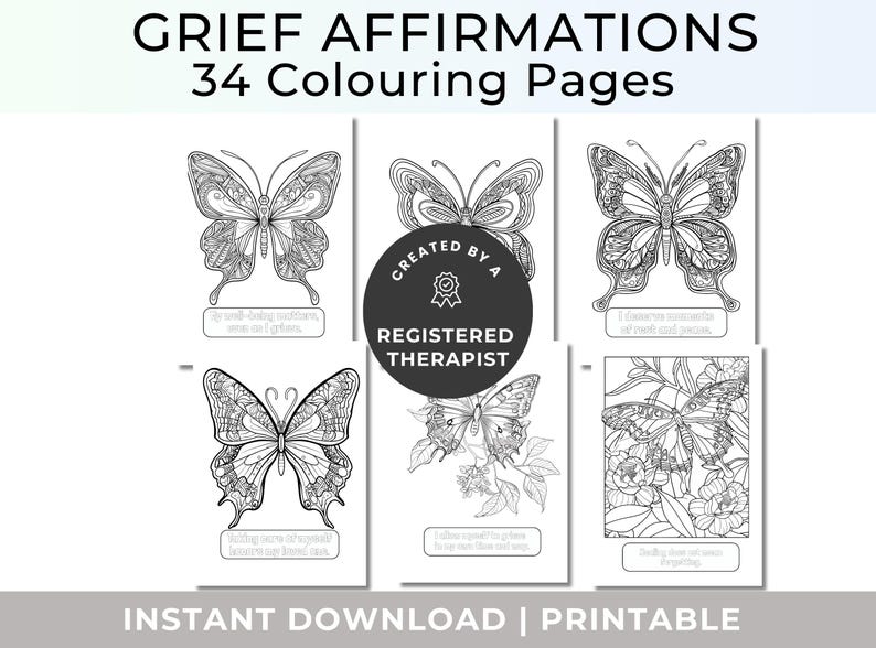Grief Coloring Pages for Adults, Loss & Bereavement Activities ...
