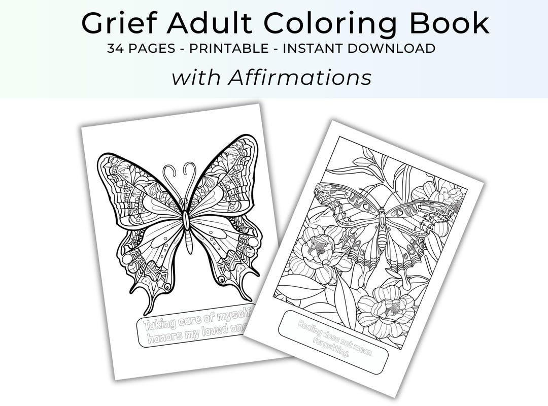 Grief Coloring Pages for Adults, Loss & Bereavement Activities ...