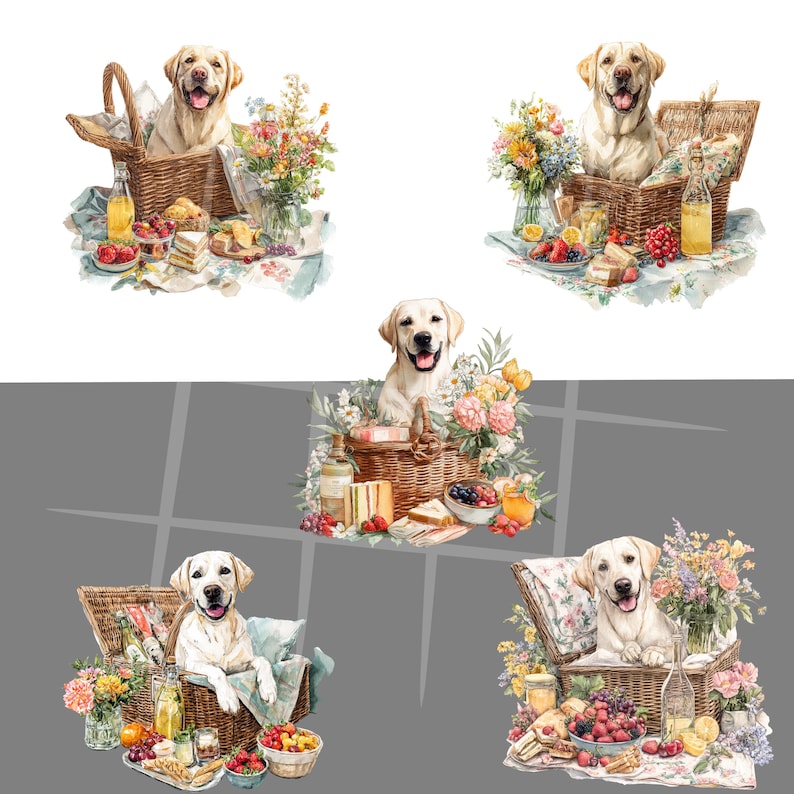 Labrador Retriever With Flowers Clipart, Floral Dog Breed Watercolor ...