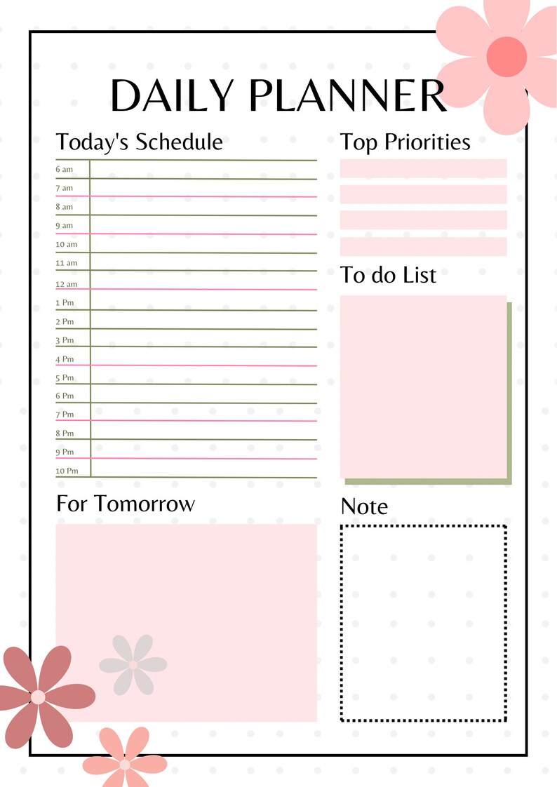 Daily to Do List Printable,instant Download,daily Planner,minial ...