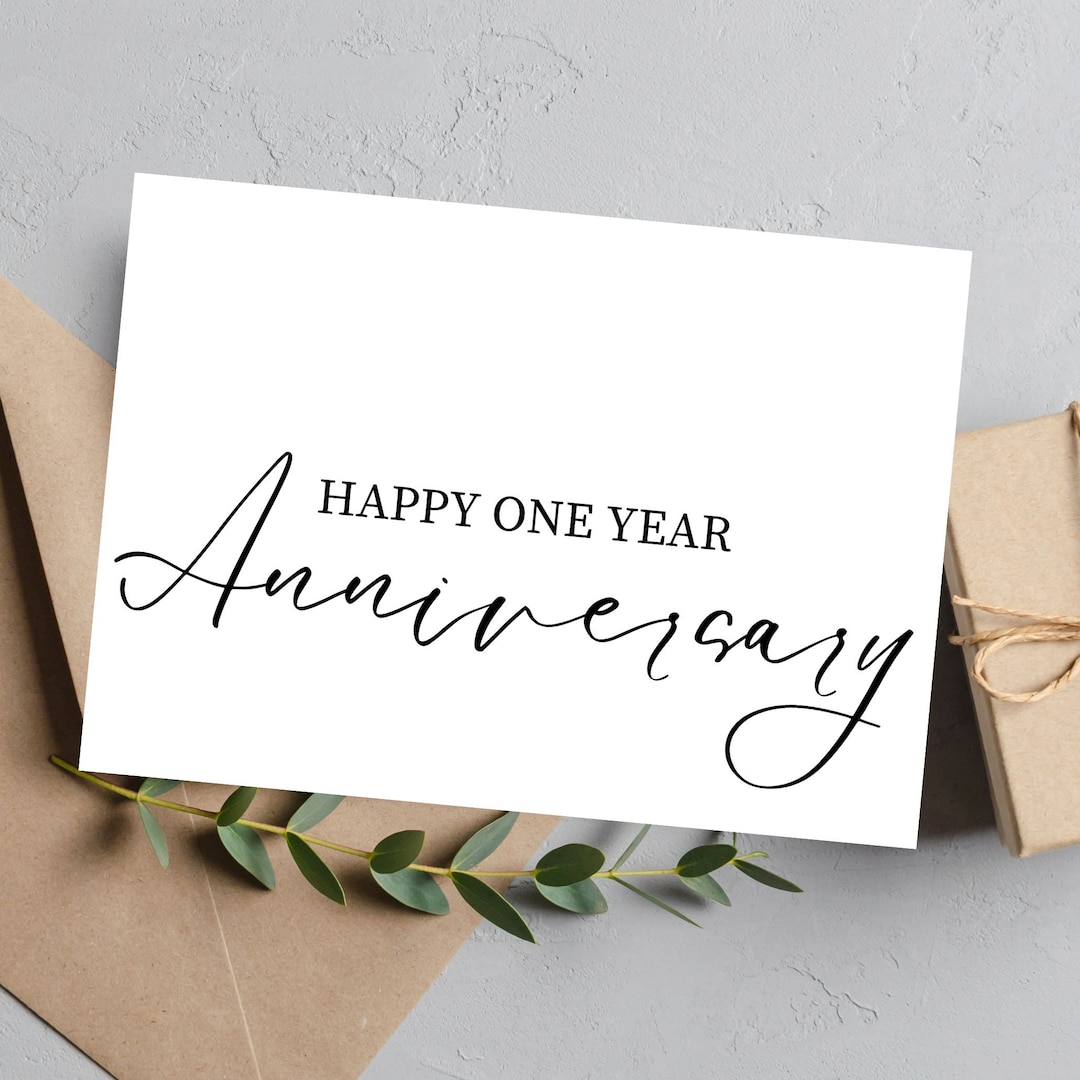 Anniversary Card Template, One Year Anniversary Printable Card, Digital ...