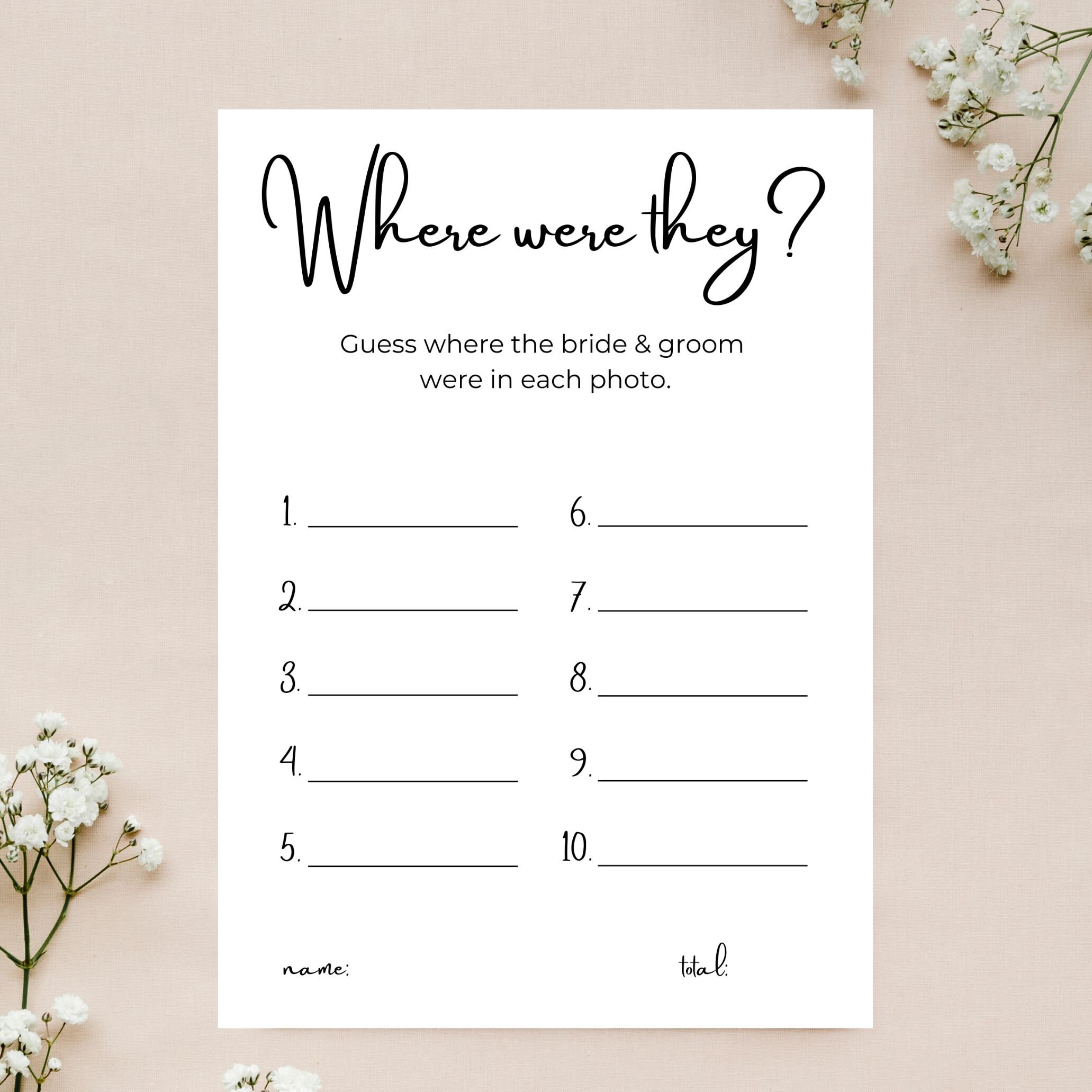 Where Were They Bridal Shower Game Template, Minimalist Where Were They ...