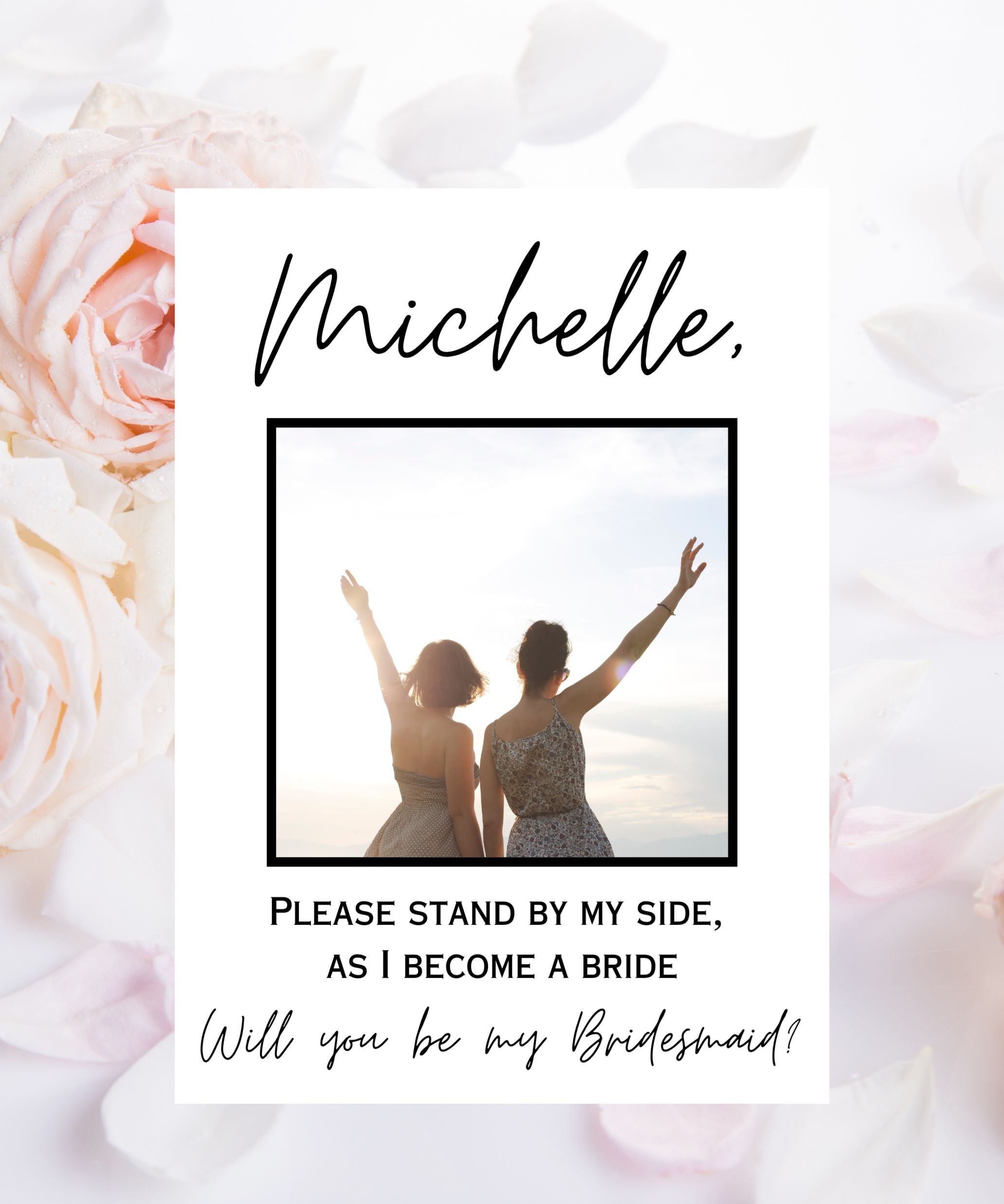 Minimalist Bridesmaid Proposal With Picture, 5x7 Editable Template ...