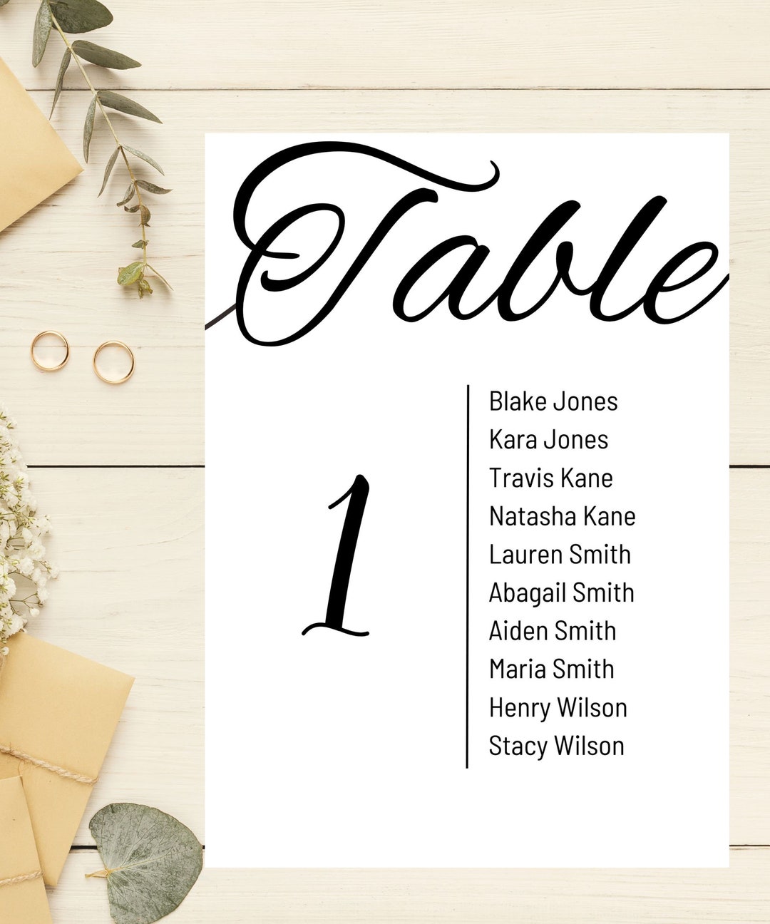 Wedding Seating Chart, Elegant Script, Table Numbers, Editable Template ...