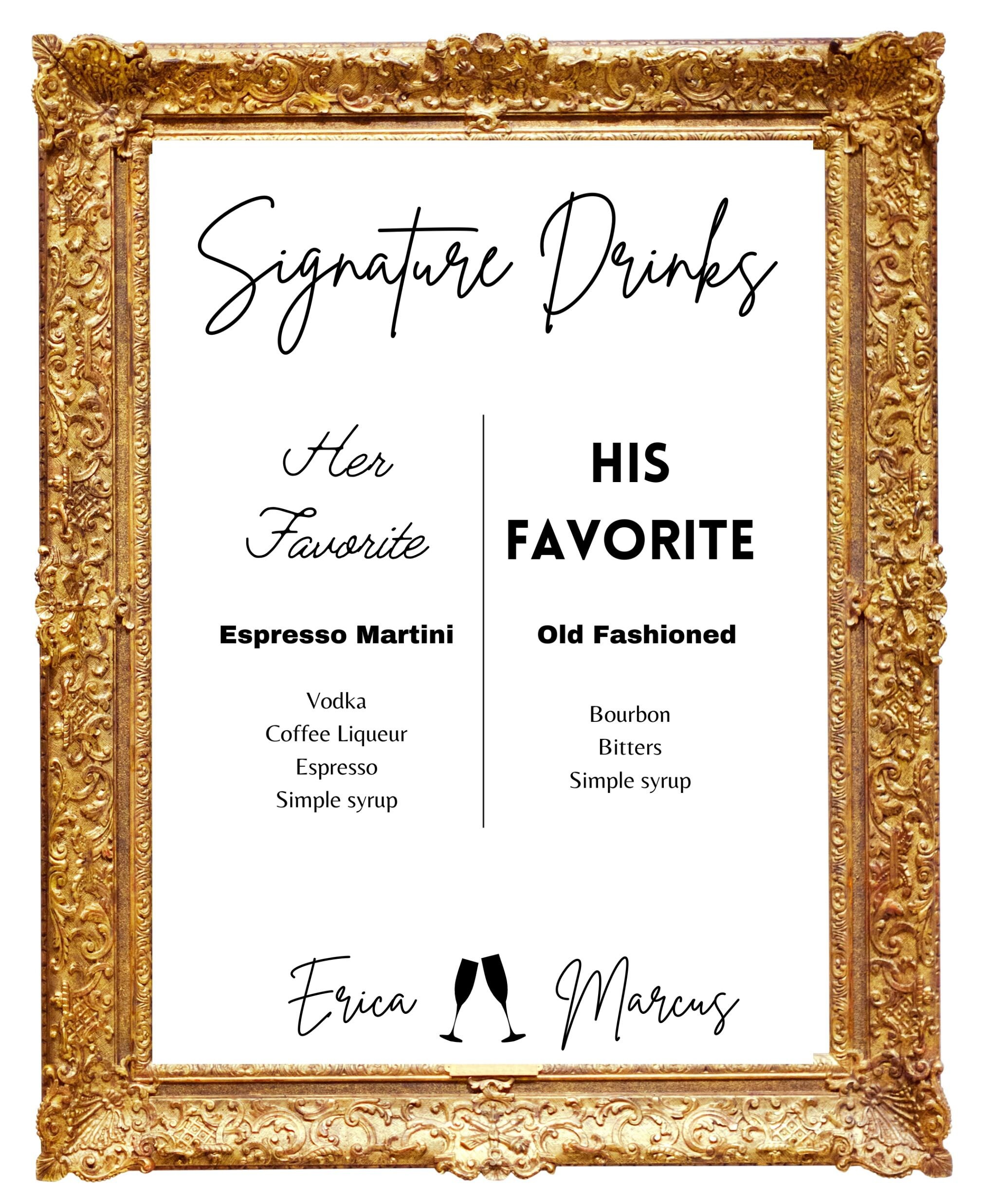 Signature Drinks Sign, Wedding Reception Bar Sign, 5x7 Editable ...