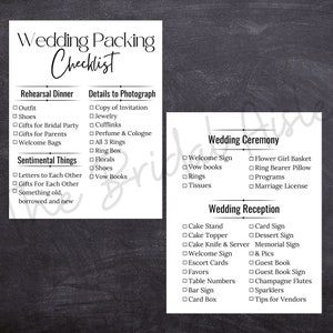 Wedding Packing Checklist, Printable Wedding Checklist, Wedding ...