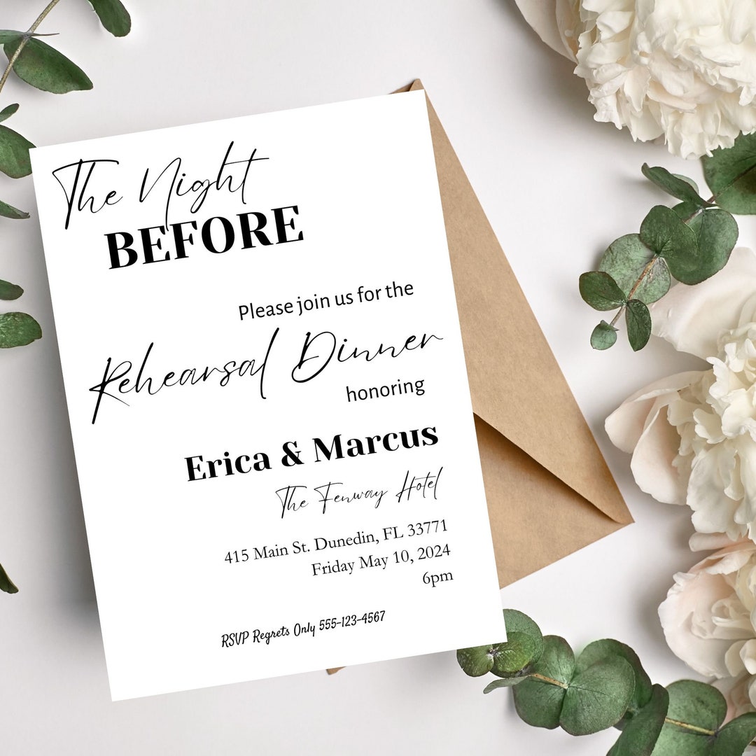 Modern Rehearsal Dinner Invitation, the Night Before Rehearsal Dinner ...