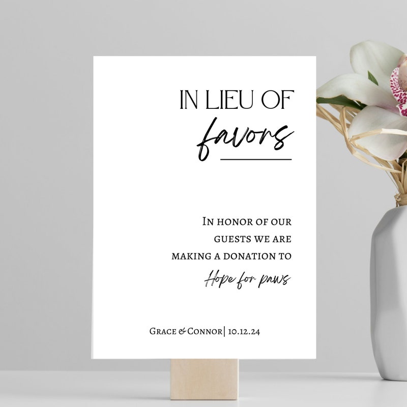 In Lieu of Favors Sign - Etsy
