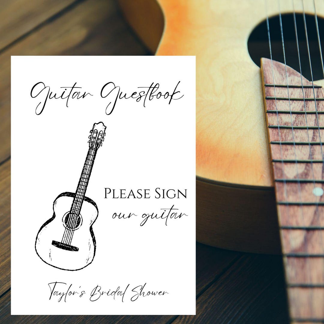 Guitar Guest Book Printable Sign for Wedding Reception or Bridal Shower ...