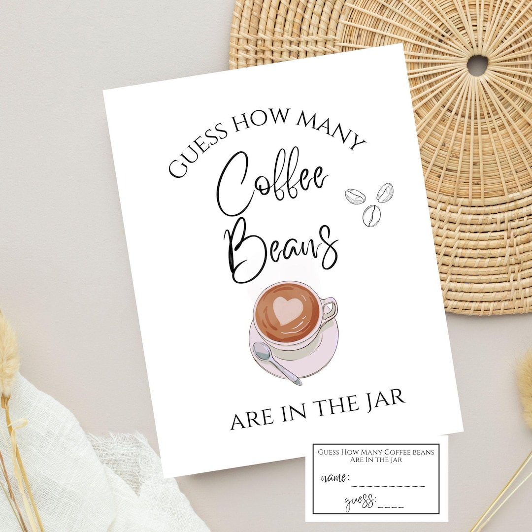 Guess How Many Coffee Beans Are in the Jar Game, Bridal Shower Games ...