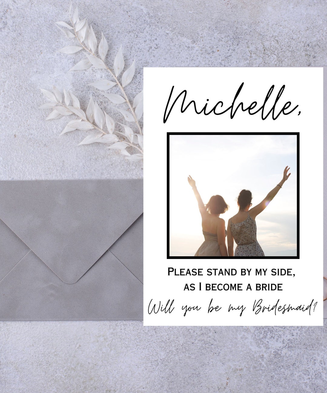 Minimalist Bridesmaid Proposal With Picture, 5x7 Editable Template ...