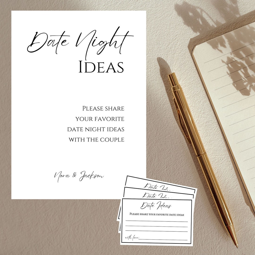 Minimalist Date Ideas Sign, Date Jar Sign, Bridal Shower Date Ideas ...