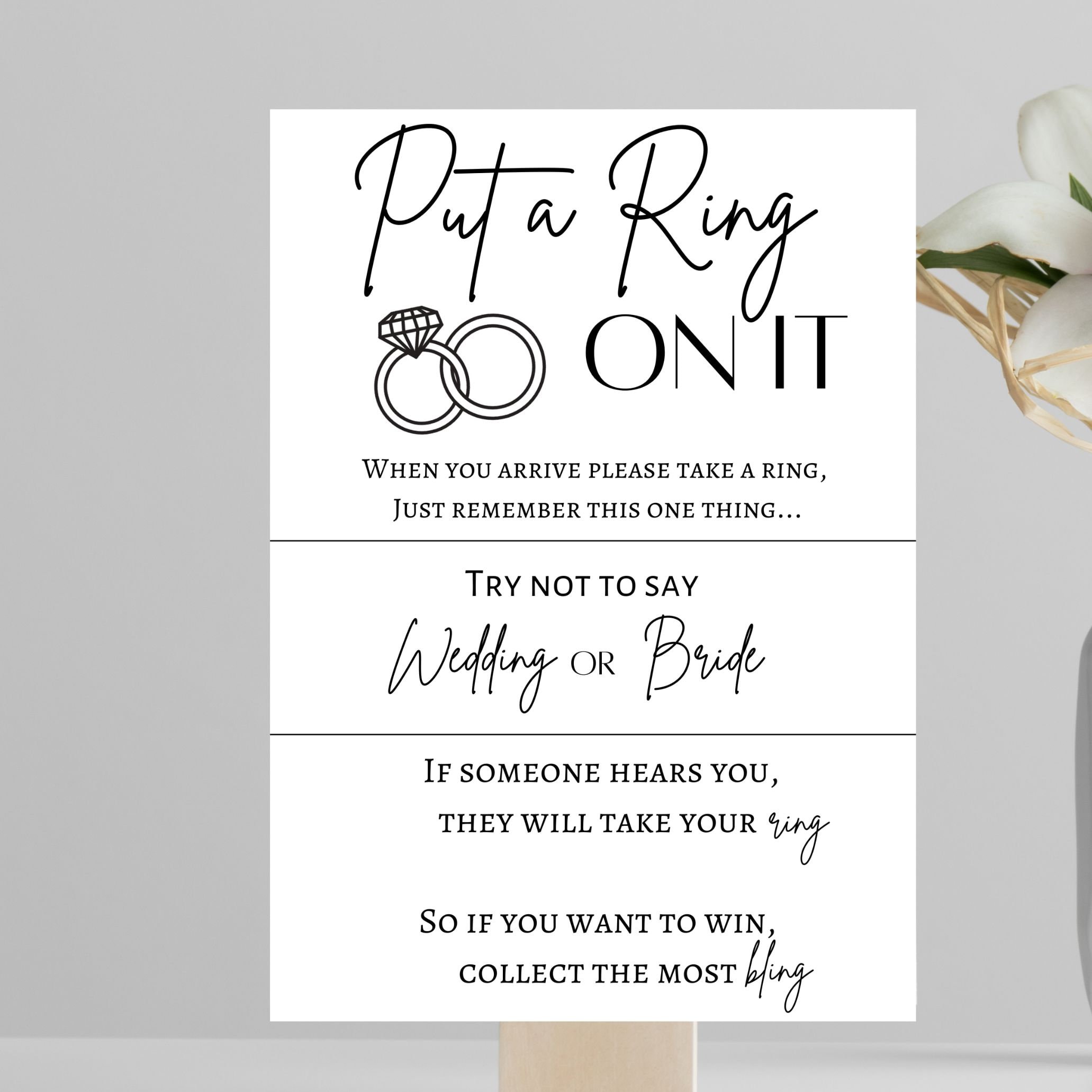 Put a Ring on It Game Sign, Bridal Shower Game, Ring Game, Editable ...