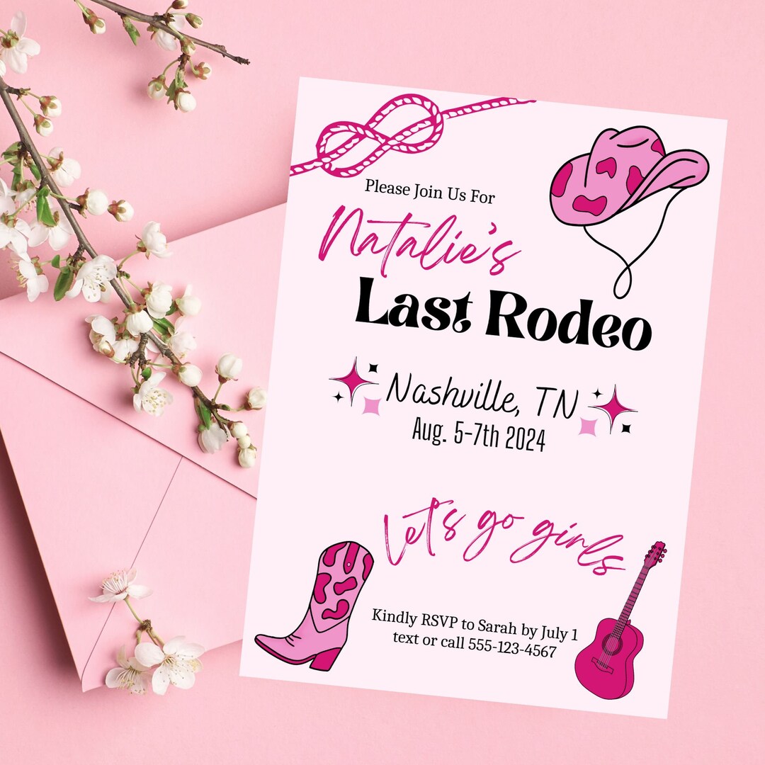 Last Rodeo Bachelorette Invitation & Itinerary, Cowgirl Themed ...