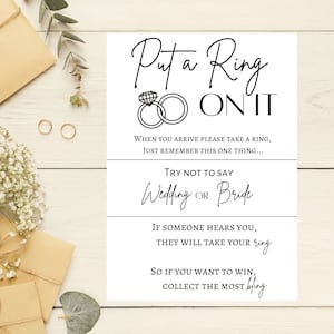 Bridal Shower Ring Game Sign "put a Ring on It", Printable Editable ...