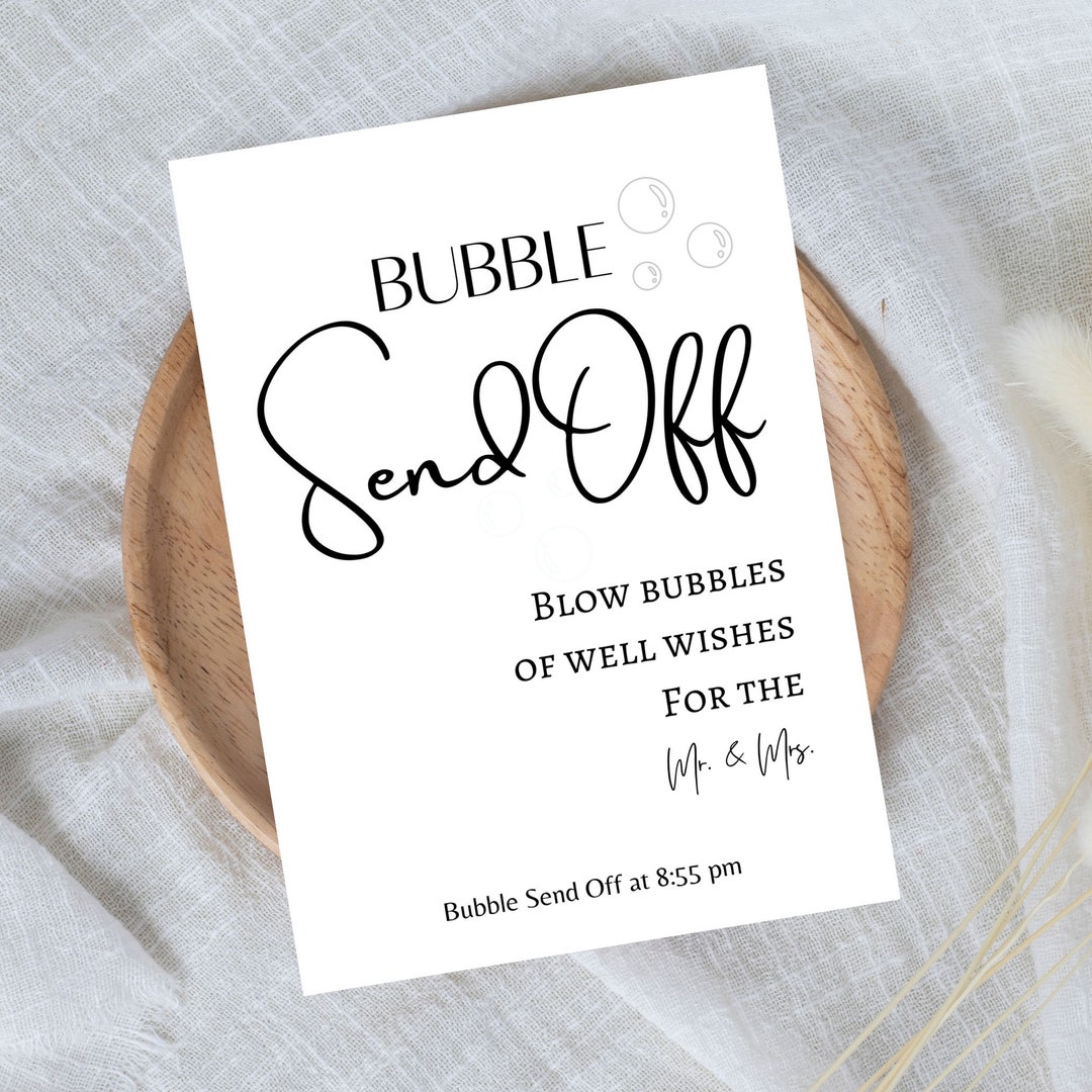 Bubble Send off Sign, Blow Bubbles of Well Wishes for the Mr. and Mrs ...