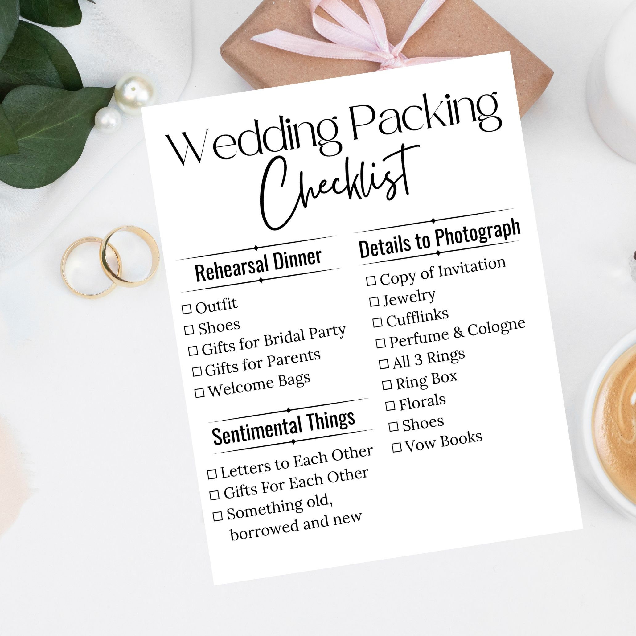 Wedding Packing Checklist, Printable Wedding Checklist, Wedding ...