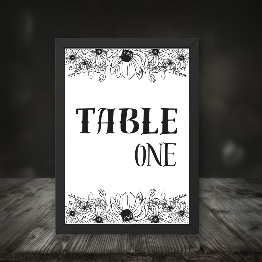 Romantic Gothic Wedding Table Numbers, Printable Table Number Template ...