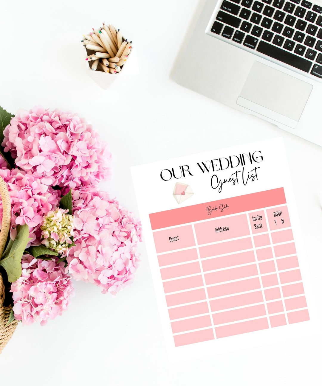 Editable Wedding Guest List Template: Address & RSVP Tracker (instant ...