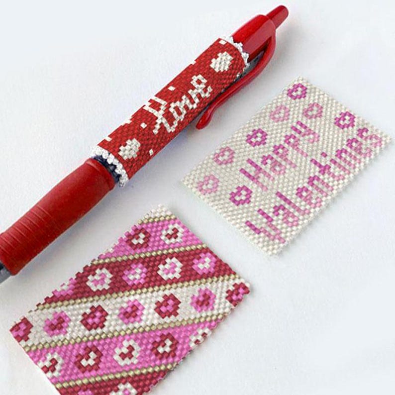 3 Valentines Day Beaded Pen Wrap Pattern and Instructions - Etsy