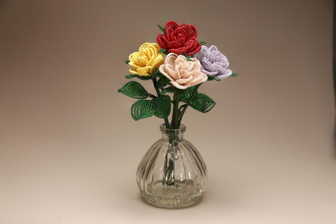 French Beaded Flower PDF Pattern Posy of Roses Bouquet Beading Pattern ...