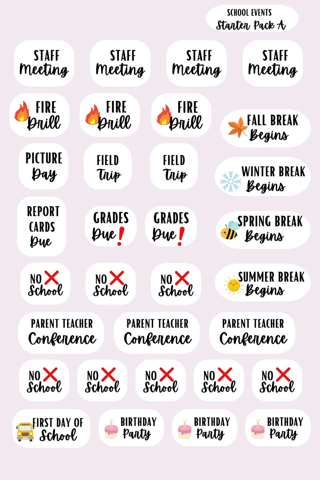 Updated School Event Teacher Planner Stickers for the Year - Etsy