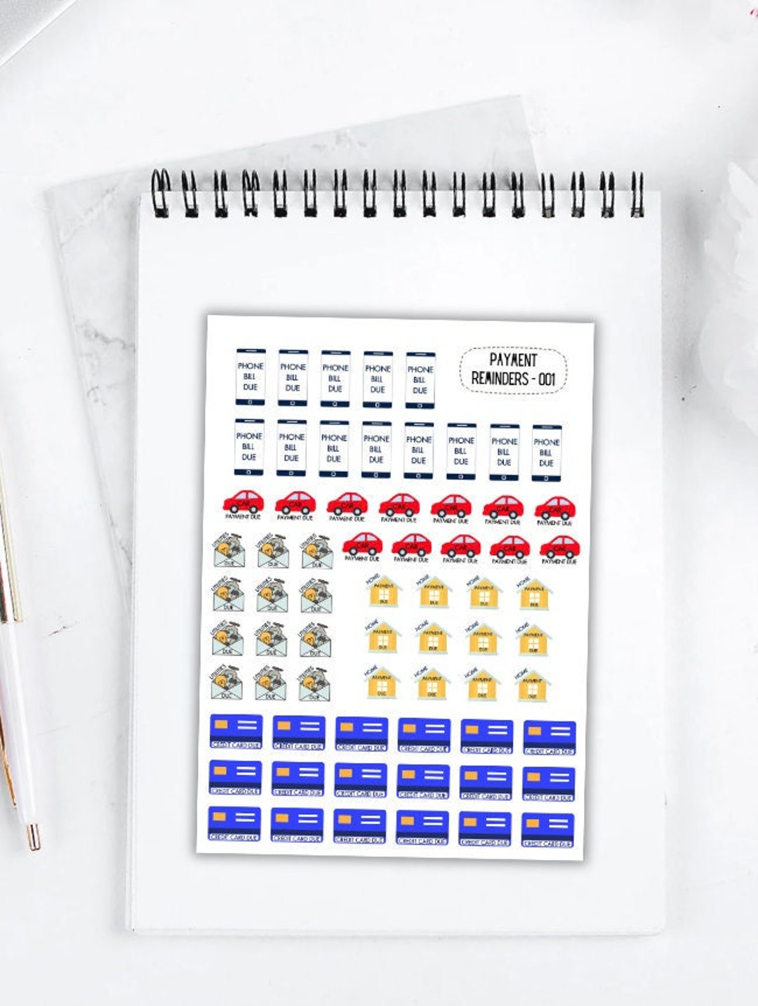 Payment Reminder Planner Stickers Mini Monthly Planner - Etsy