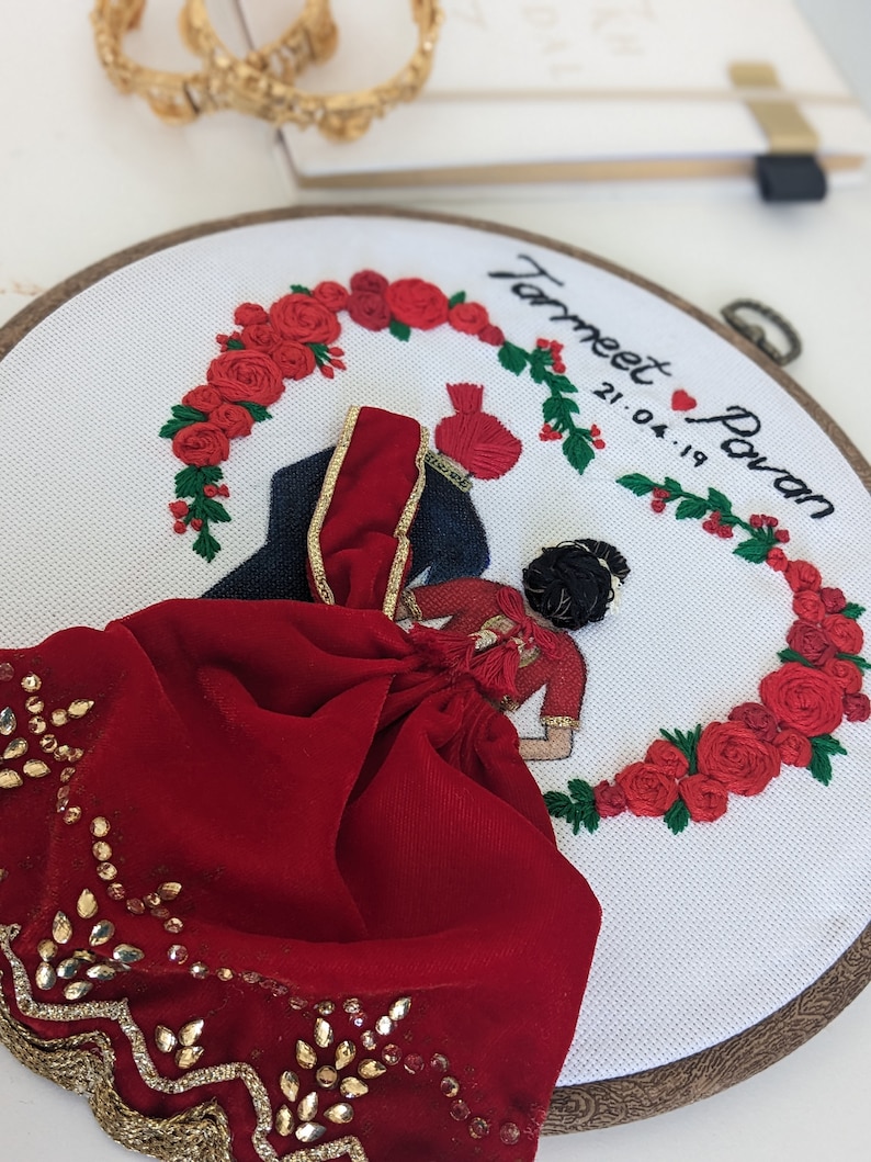 Personalised Indian Wedding Date Embroidery Hoop Gift. Custom Made ...