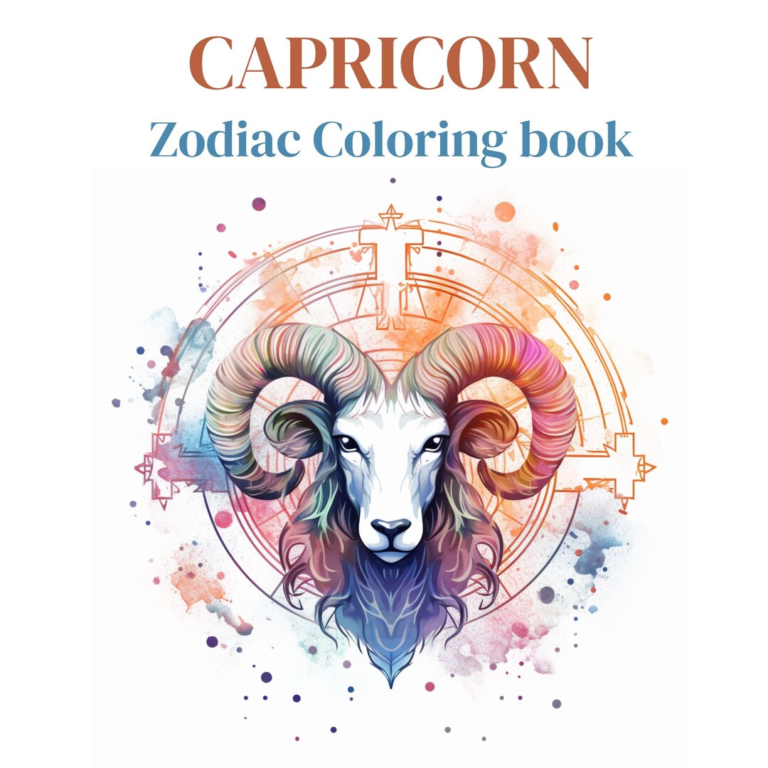 Capricorn Zodiac Coloring Book | 40 Pages | Grayscale Coloring Pages ...