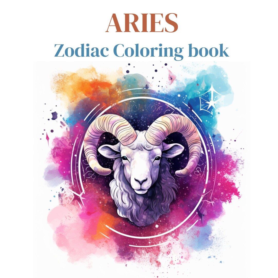 Aries Zodiac Coloring Book | 40 Pages | Grayscale Coloring Pages ...