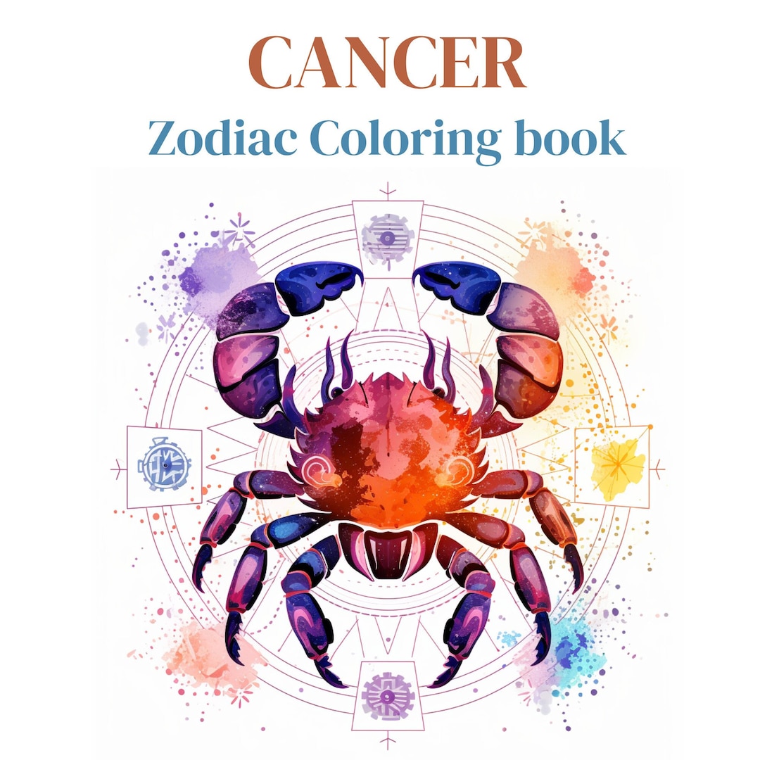 Cancer Zodiac Coloring Book | 40 Pages | Grayscale Coloring Pages ...