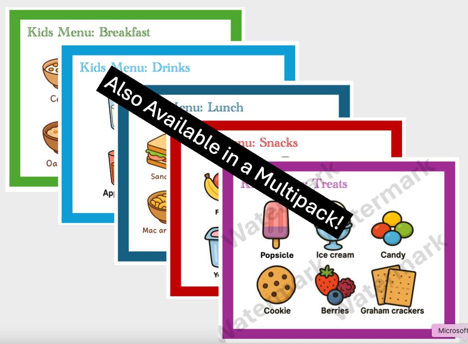 Toddler and Kids Printable Breakfast Menu, Breakfast Menu Printable ...