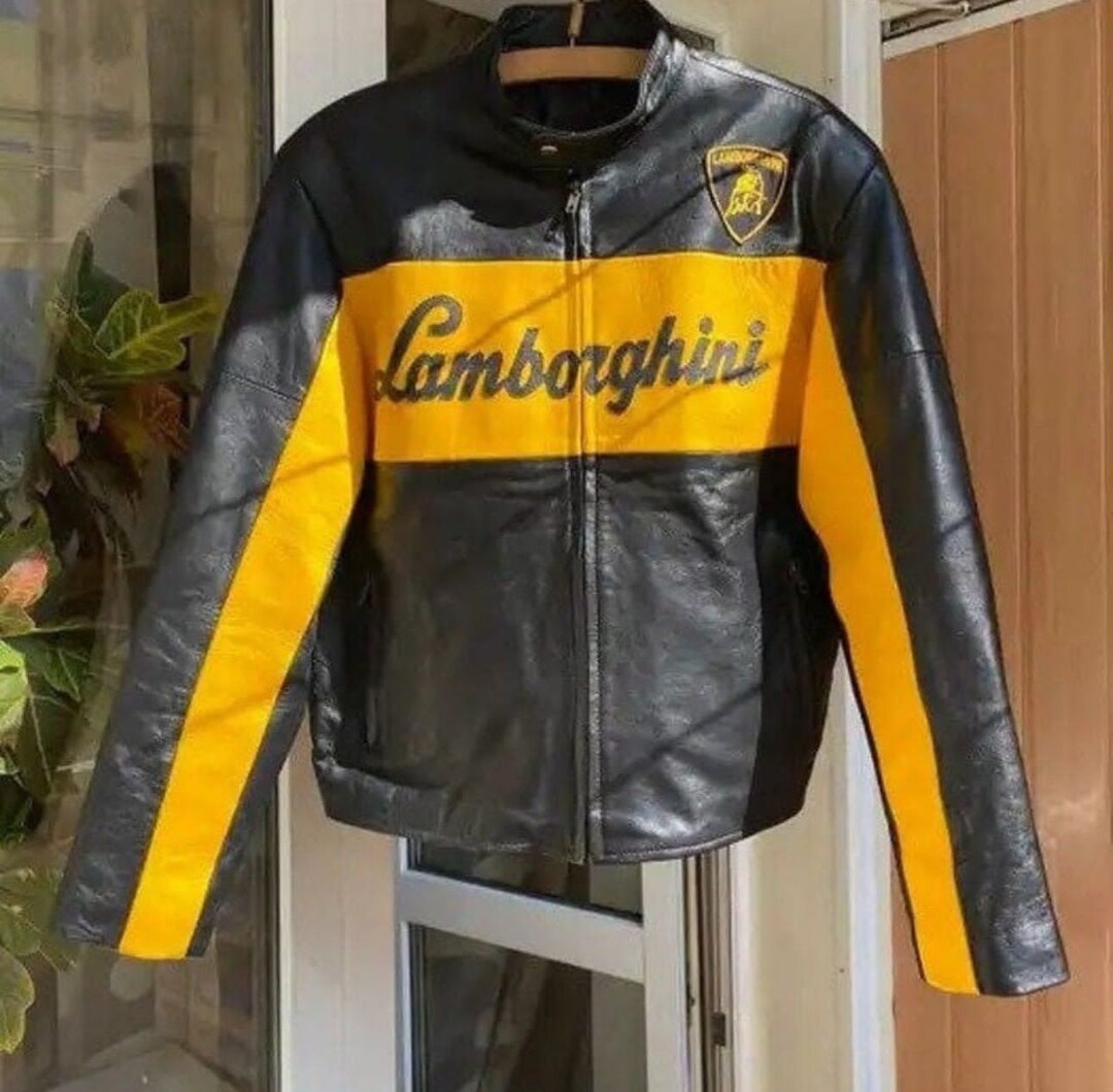 Lamborghini Vintage Leather Jacket Racing Streetwear Biker - Etsy
