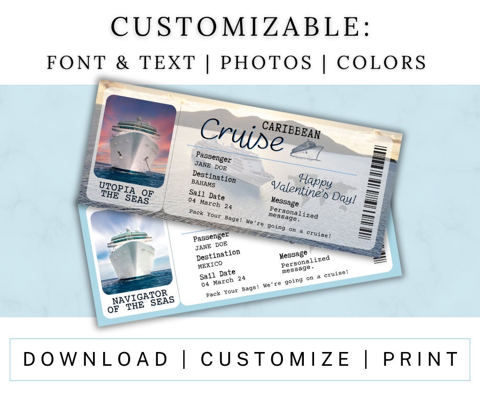 Custom Cruise Ticket Template, Customizable Cruise Boarding Pass ...