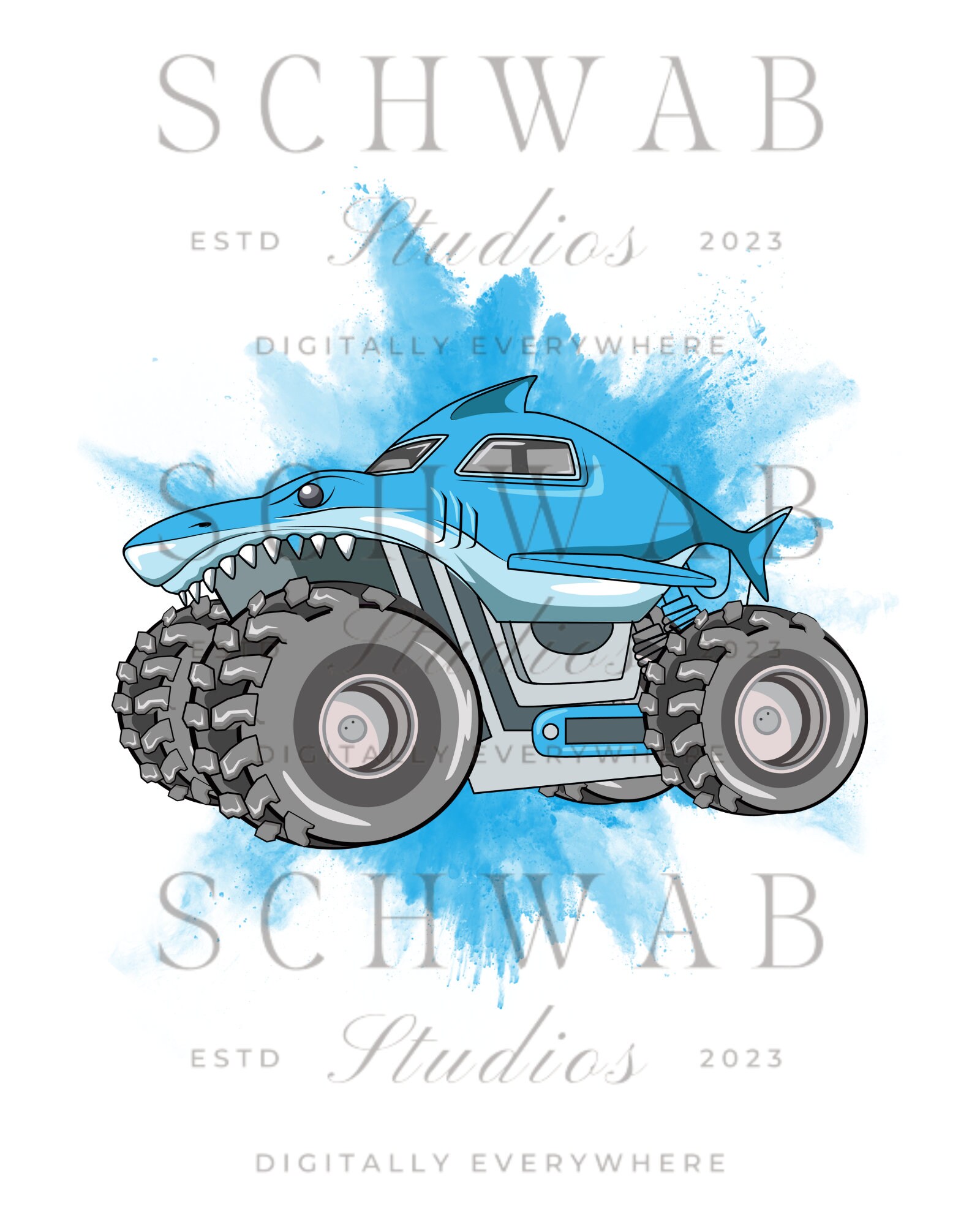 Set of 5 Art Print Monster Trucks Poster Kids Room Nursery Decor ...
