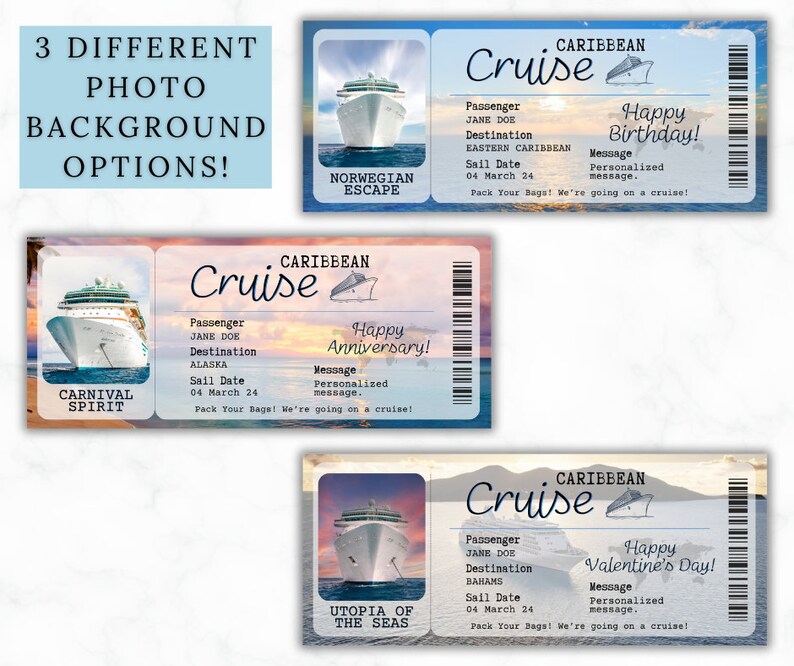 Custom Cruise Ticket Template, Customizable Cruise Boarding Pass ...