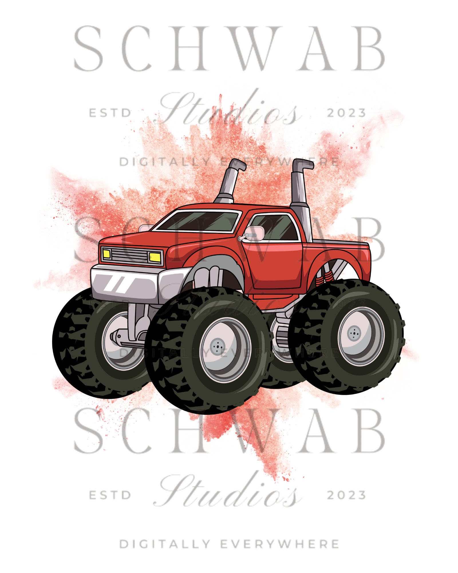 Set of 5 Art Print Monster Trucks Poster Kids Room Nursery Decor ...