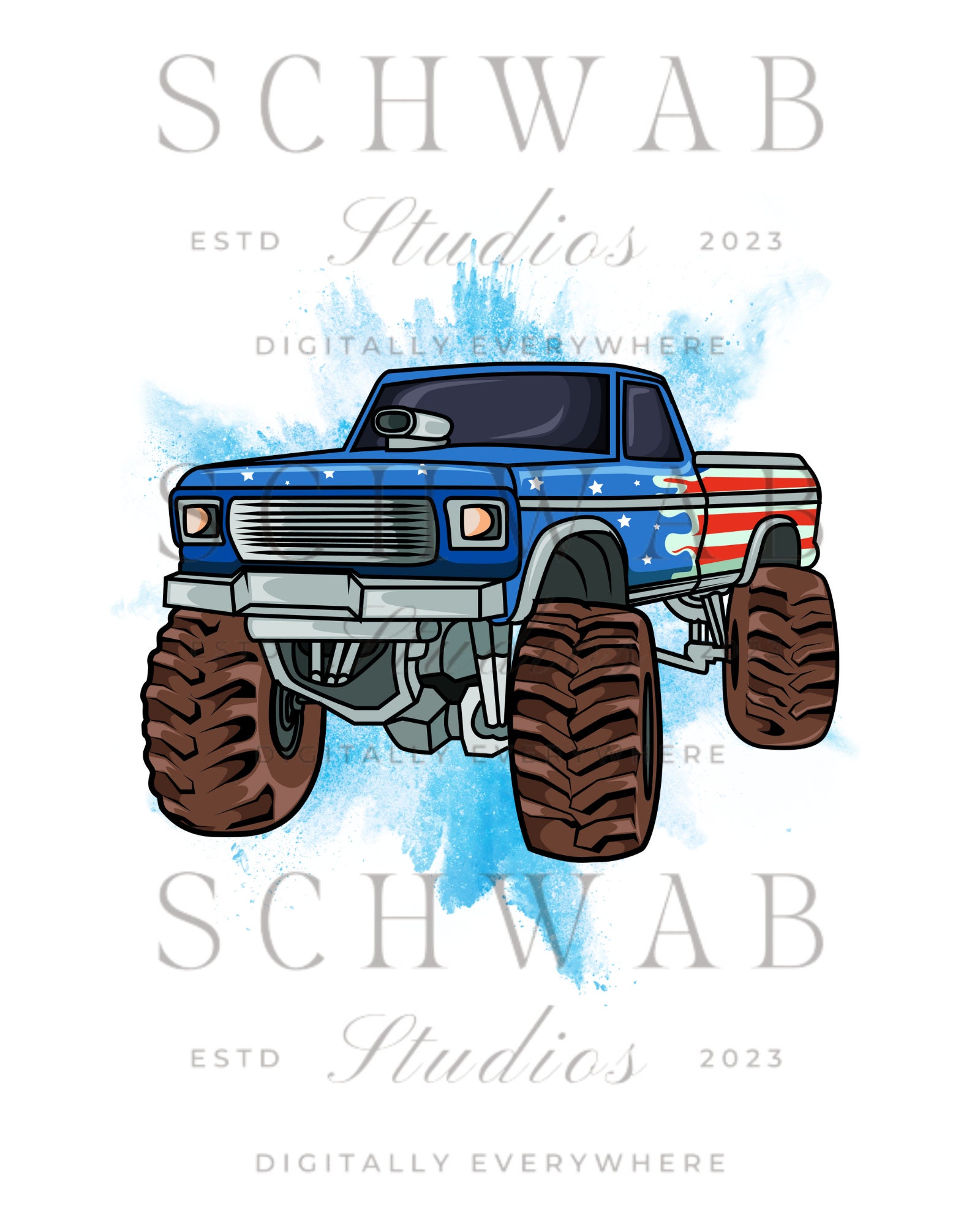 Set of 5 Art Print Monster Trucks Poster Kids Room Nursery Decor ...