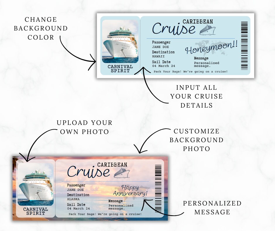 Custom Cruise Ticket Template, Customizable Cruise Boarding Pass ...