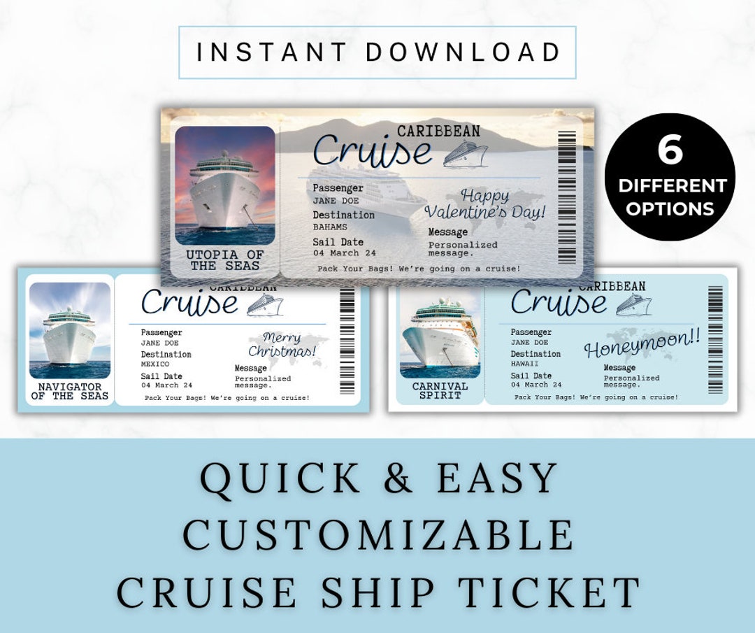 EDITABLE Cruise Ticket Template, Customizable Cruise Boarding Pass ...