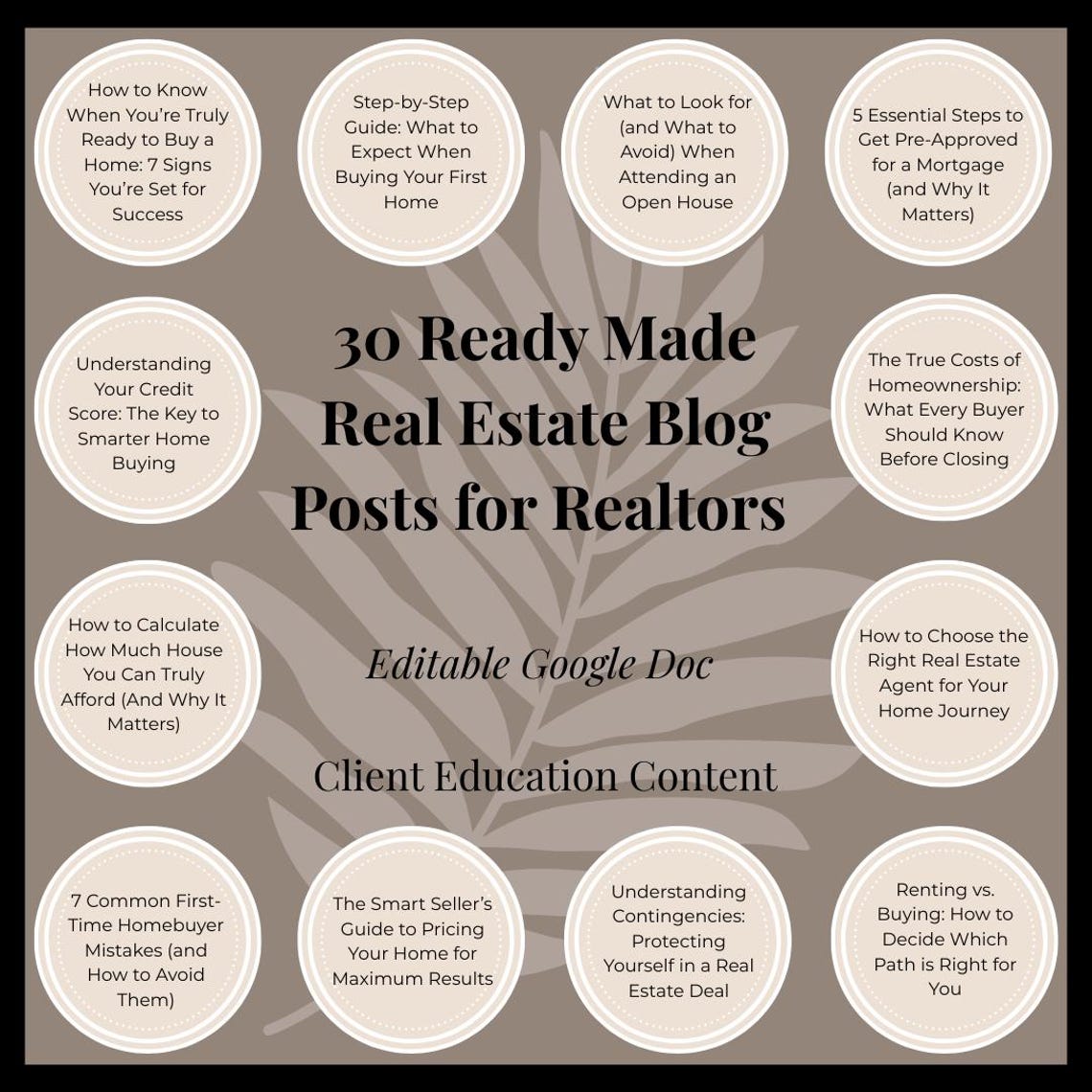 30 Real Estate Blog Posts for Realtors | Editable Google Doc | Client ...