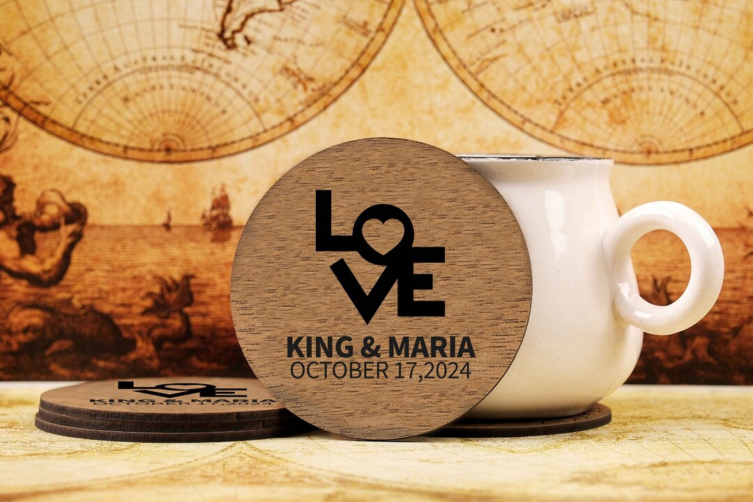 Custom Love Wooden Coasters, Romantic Love Coaster Party Favor, Valentines Day Gift,wedding ...