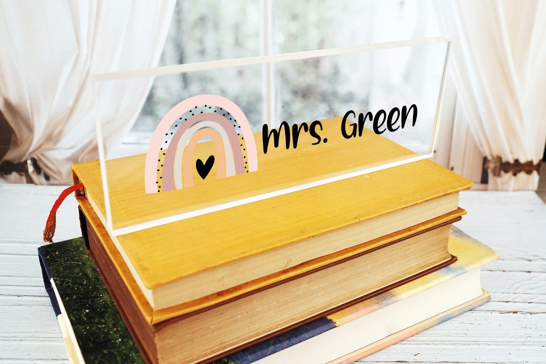 Custom Desk Sign for Teachers,boho Rainbow Teacher Name Plate,school ...