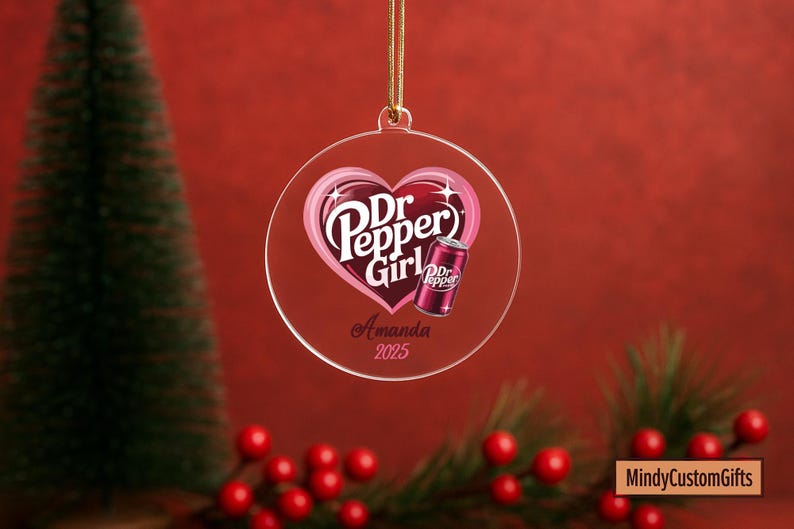 Custom Dr Pepper Girl Ornament, Acrylic Christmas Decor, Soda Lover ...