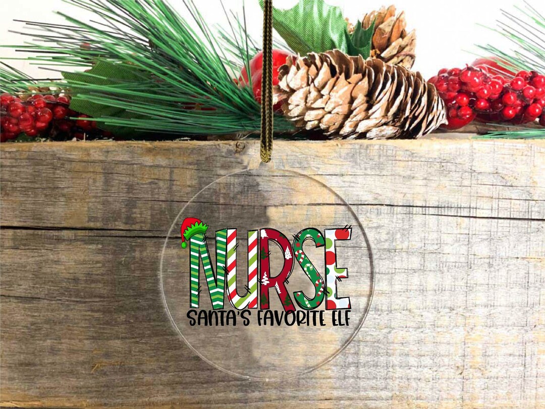 Christmas Nurse Elf Ornament,santa's Favorite Nurse Ornament, Elf Nurse ...