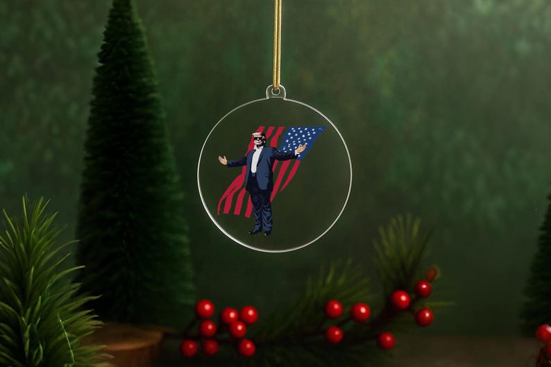 Trump 2026 Acrylic Ornament, Cool Trump Pose Decor, Patriotic USA Flag ...