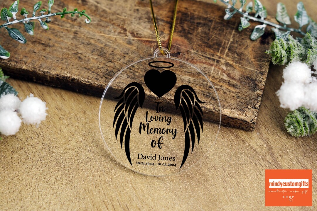 Personalized Memorial Angel Wing Ornament,in Loving Memory Christmas ...
