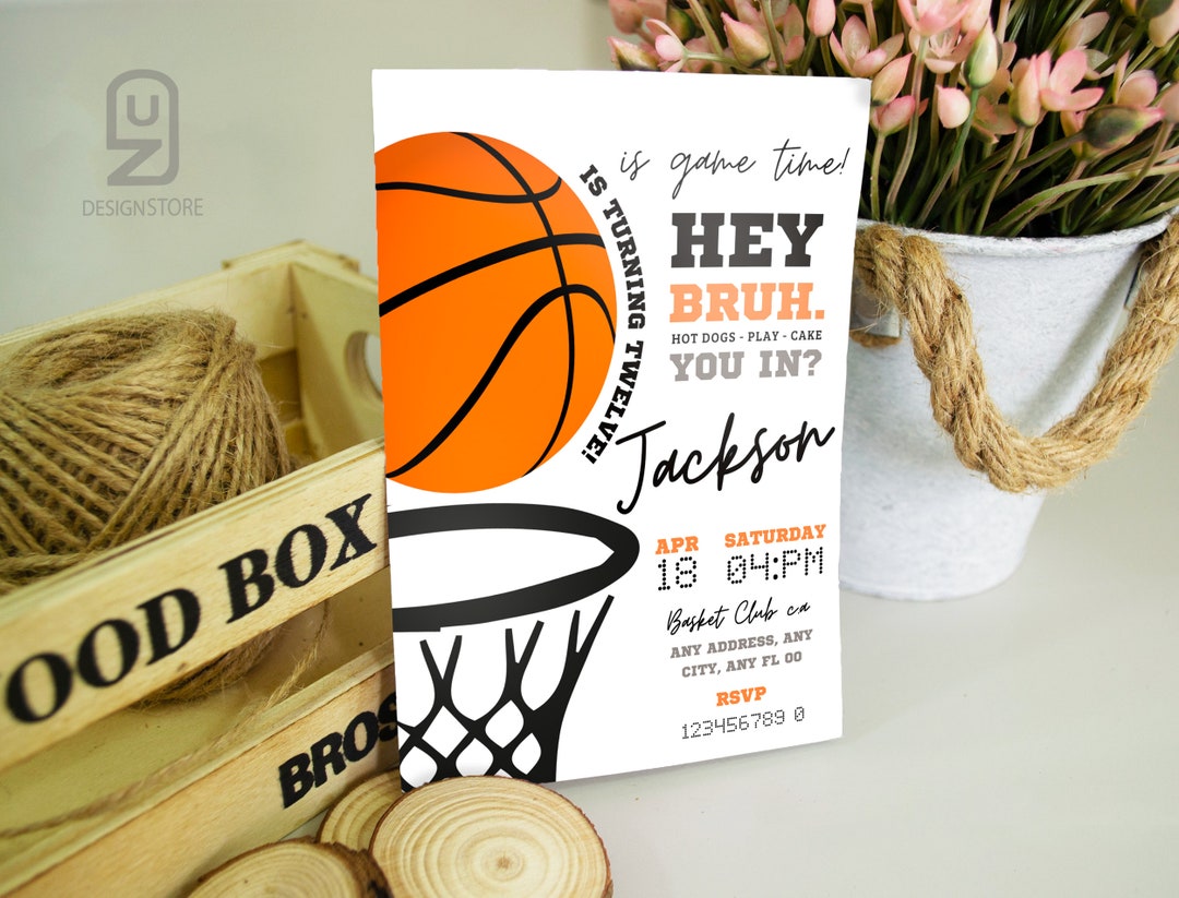 Editable Basketball Invitation, Basketball Birthday Invitation ...