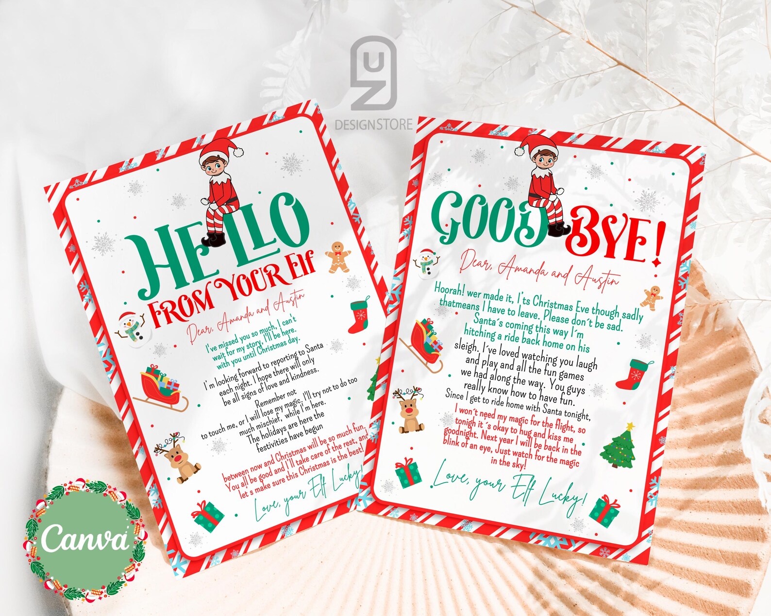Editable Elf Hello & Goodbye Letter Set (digital Download) - Etsy