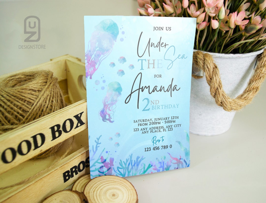 Editable Under the Sea Birthday Invitation, Editable Ocean Animals ...